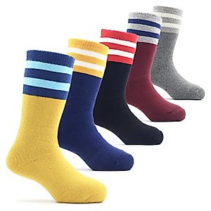 HowJoJo Boys Thick Fleece Socks Kids Winter Warm Thermal Crew Seamless Socks 5 Pack 5T/6T/7T/8T