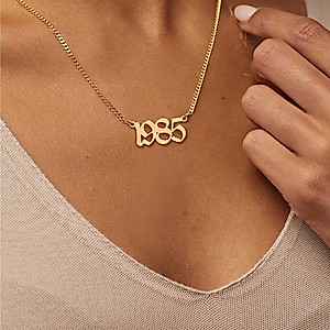1990 Necklace, 30th Birthday Gifts for Women Birth Year Number Necklace Old English Necklaces for Mom Bridesmaid Sister Best Friend Jewelry Personalized Gifts for Her Born in 1990