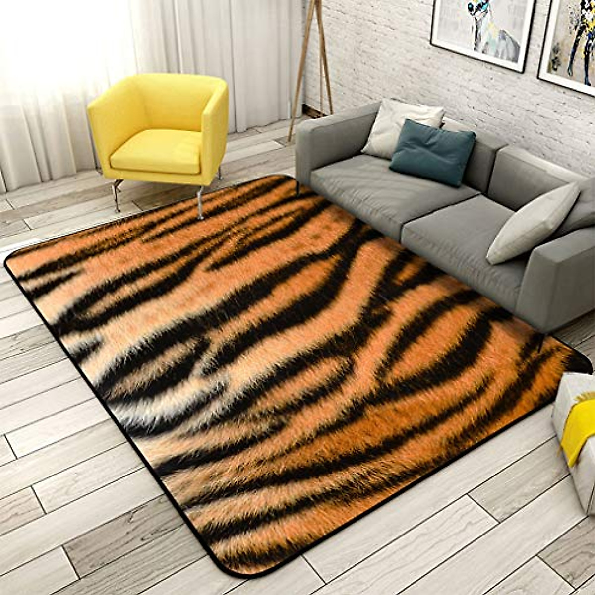 LIKETN 3D Imitation Animal Fur Area Rug Living Bedroom Zebra Outdoor Rugs Tiger Print Pattern Leopard Carpet Indoor Runner Rugs Washable Door Mat Kid's Room Home Décor 2' X 3'