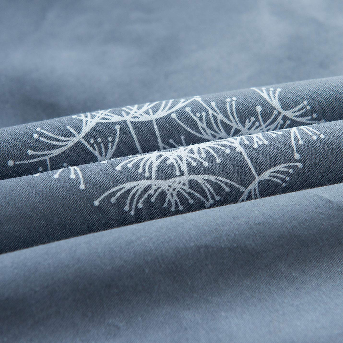 YuHeGuoJi Gray Botanical Duvet Cover Queen 100% Cotton Reversible Flower Duvet Cover 3 Pcs Set 1 White Dandelion Duvet Cover with Zipper Ties 2 Pillowcases Farmhouse Plant Print Bedding Set