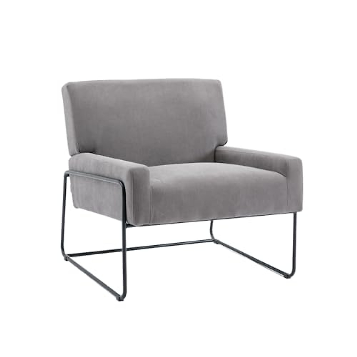 i-POOK Mid Century Modern Metal Frame Armchair, Single Sofa Chair with Black Iron U-Shaped Legs, Upholstered Accent Chair for Living Room, Bedroom, Reading Room, Lounge, Grey