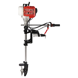 Outboard Motor Boat Engine 2 Stroke 2.3 HP, 52CC 1.7KW Marine Boat Motor w/Air Cooling System and Manual Pull Start for Inflatable Fishing Boats Yachts Water Sport Tools