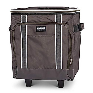 Igloo 40 Can Large Portable Insulated Soft Cooler with Rolling Wheels, Olive