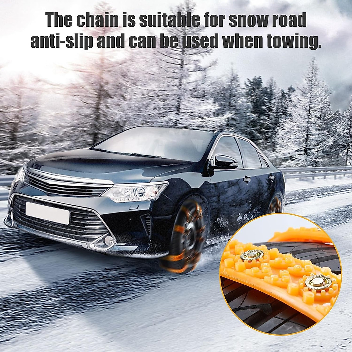 DEDC 10 PCS Car Snow Chains, Universal Fit Anti-Slip Car Chains,Winter Driving Security Chain, Emergency Thickening Anti Skid Snow Grips for SUV Car, Traction Mud Chain for Tire Width 7.2-11.6 Inches