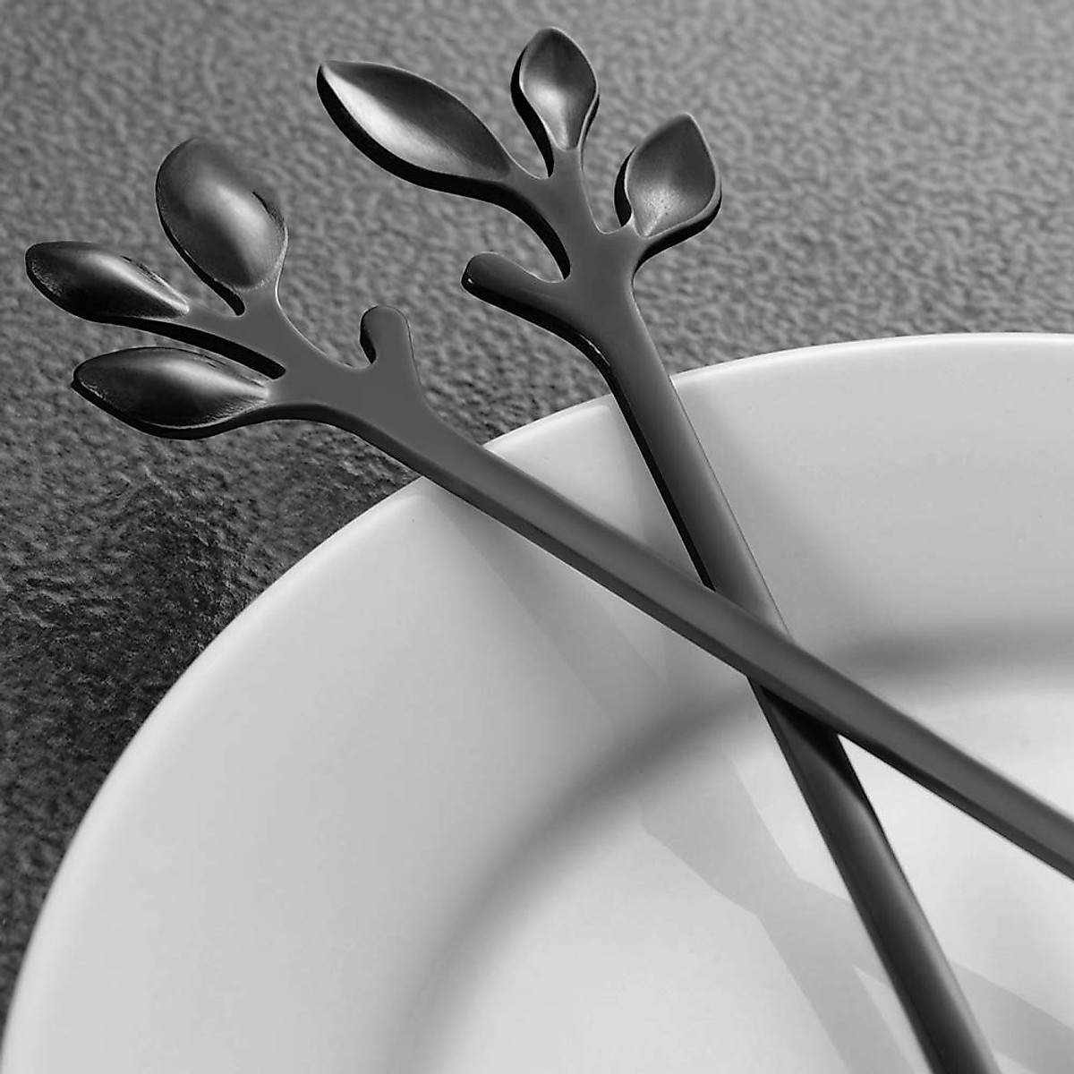 AnSaw 20-Piece Set of 4.7" Gold Leaf Mini Coffee & Dessert Spoons, Stainless Steel Demitasse Espresso & Tea Spoons - Perfect for Espresso Lovers