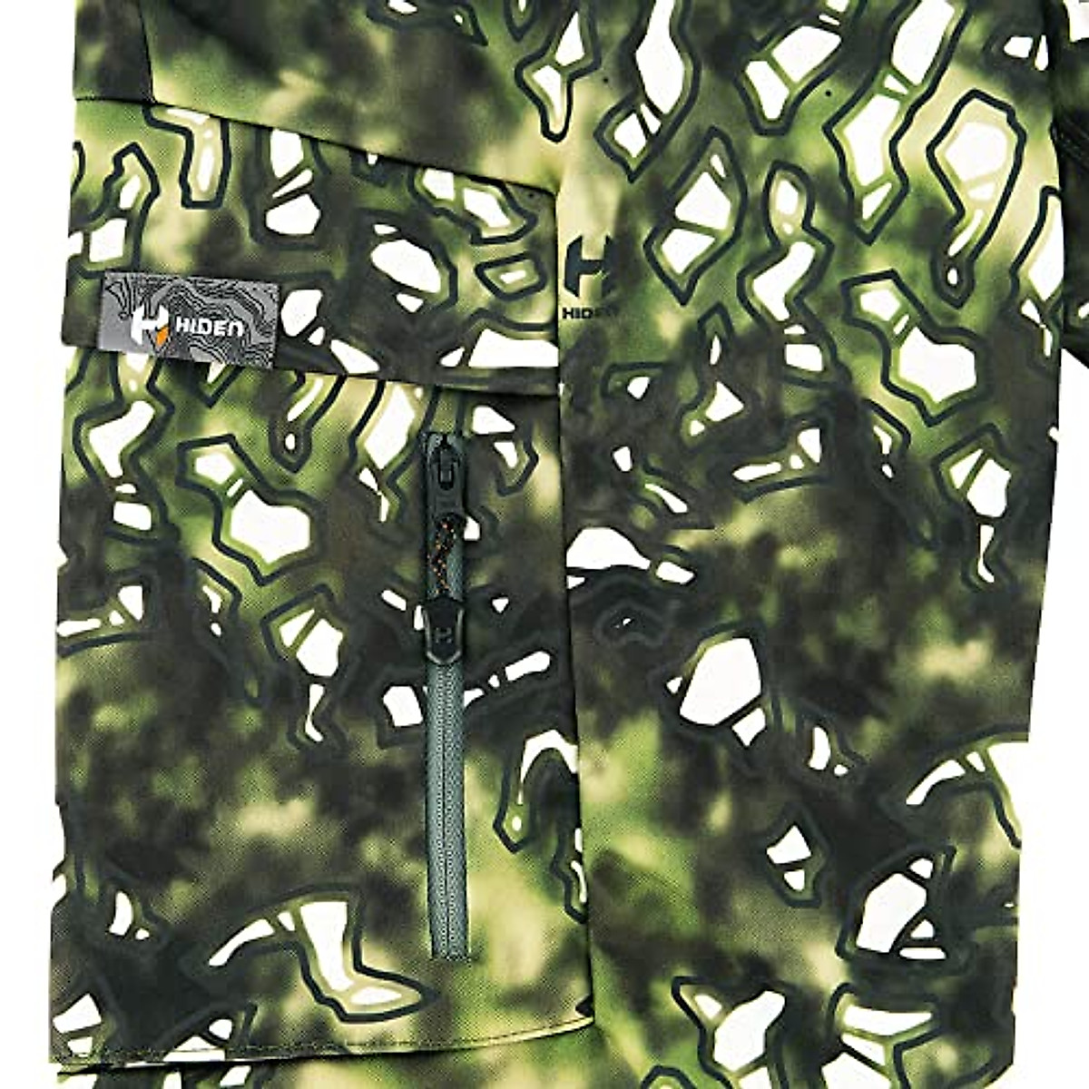 HIDEN Super Stalk Camo Hunting Pants for Men, Water Repellant, Ultra Silent, Turkey Hunt, Forest Camo, 38W x 32L