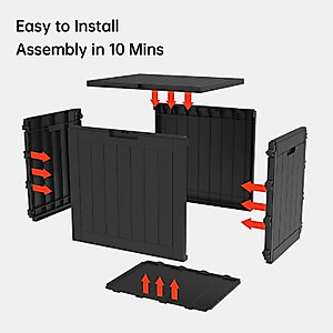 Mars Villa Deck Box, 31 Gallon Resin Indoor and Outdoor Storage Box Waterproof for Patio Furniture Cushions, Pool Supplies, Gardening Tools, Weatherproof and UV Resistant (Black)