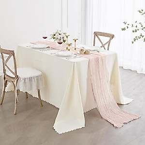 Nialnant 6 Pack Light Pink Cheesecloth Table Runner,10Ft Gauze Table Runners for Wedding Bridal Shower,Holiday Birthday Party,Easter Table Decoration