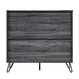 Christopher Knight Home Lochner Mid-Century Faux Wood Wine and Bar Cabinet, Black / Sonoma Grey Oak Finish