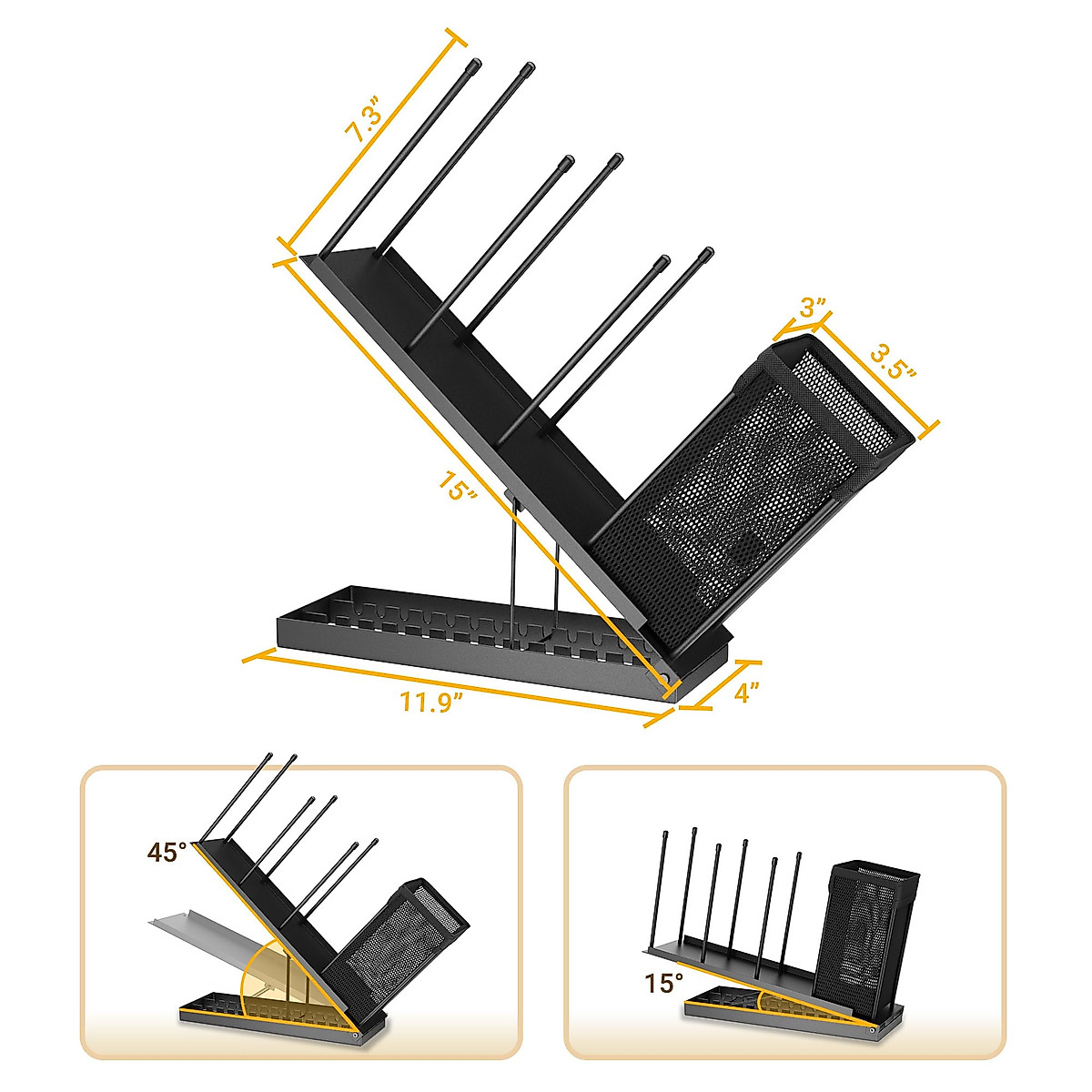 Dunatou Cup and Lid Holder, Adjustable Coffee Cup Holder Organizer, 4 Compartment Coffee Cup Dispenser, straw dispenser for Countertop Coffee Station Bar Office Breakroom, Black