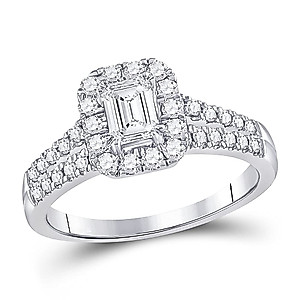 The Diamond Deal 14kt White Gold Emerald Diamond Solitaire Bridal Wedding Engagement Ring 1 Cttw