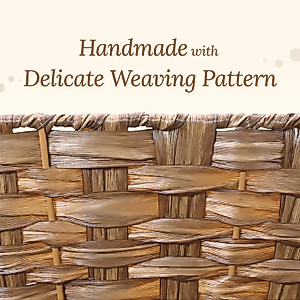WeeNest Wicker Storage Basket with Handle, Woven Baskets for Organizing and Trays, Holders, Organizers, Storage Baskets for Shelves, Resin Wicker Set of 2, Toffee
