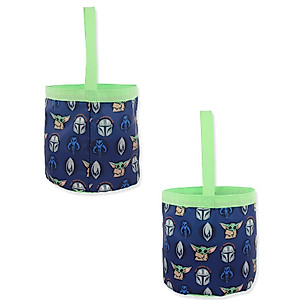 Disney Star Wars Mandalorian Yoda Collapsible Nylon Basket Bucket Tote Bag (One Size, Blue)