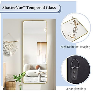 BEAUTYPEAK Gold Full Length Mirror, 64"x21" Rounded Corner Floor Mirror Standing Hanging or Leaning Against Wall, Suitable for Bedroom or Dressing Room