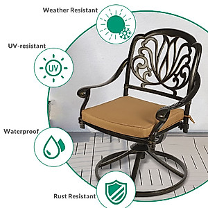 VIVIJASON 2-Piece Outdoor Bistro Swivel Dining Chairs, Patio Cast Aluminum Dining Rocker Chairs, Patio Furniture Chair Set with Cushion for Balcony, Lawn, Garden, Backyard, Antique Bronze