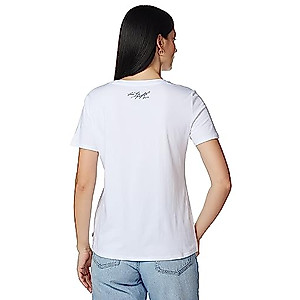 Karl Lagerfeld Paris womens Short Sleeve Sequin Eiffel Tower Tee T Shirt, Sequin Eiffel Tower White, Large US