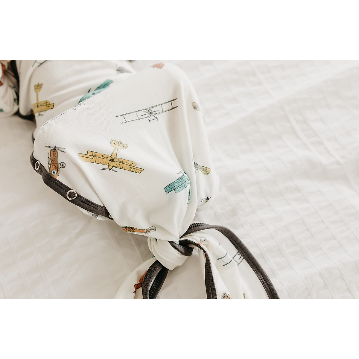 Copper Pearl Baby Gown - Knotted Newborn Sleepers for Baby Boy and Girl, Soft Stretchy Long Sleeve Infant Gowns with Bottom Tie and Hand Mittens, Perfect Hospital Coming Home Outfit (Ace)