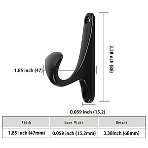 Door Hook Coat Hooks, Heavy Duty, Screw Hole Hidden, 6 Pack Robe Hook Towel Hook Matte Black Hook Shower Hook Black Hooks for Coat Hanger Furniture Hook Robe Hooks(6 Black)