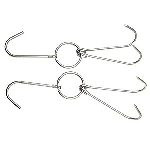 Alele Double Hooks,2pack Meat Hooks Poultry Roasting Hooks Butcher Hook Processing Meat Hook Stainless Steel Rotary Device Slaughtering Barbecue