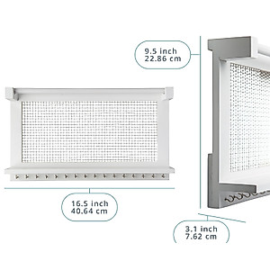 Comfify Rustic Jewelry Organizer - Wall Mounted Jewelry Holder w/Removable Bracelet Rod, Shelf & 16 Hooks - Perfect Earrings, Necklaces & Bracelets Holder - Pure White