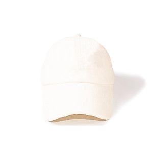 Plaid Suede Womens Mens Corduroy Hat for Men Casual Everyday Baseball Cap with Adjustable Straps (Off White)