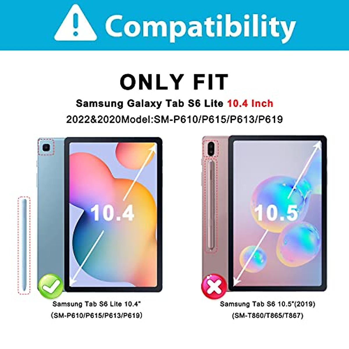 BATYUE Case for Samsung Galaxy Tab S6 Lite 10.4 Inch 2024/2022/2020 (SM-P610/P613/P615/P619/P620/P625/P627) ; Protective Rugged Cover with Rotating Stand, Pencil Holder, Hand Strap for Kids (Grey)