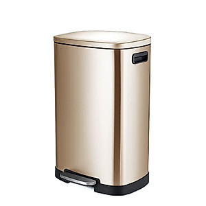 YANZHEXIN Kitchen Garbage Can Super Large Capacity Stainless Steel Trash Can 50L Office Home Kitchen Outdoor Indoor Foot-Type Sortable Trash Can Bathroom Waste Basket (Color : Gold)