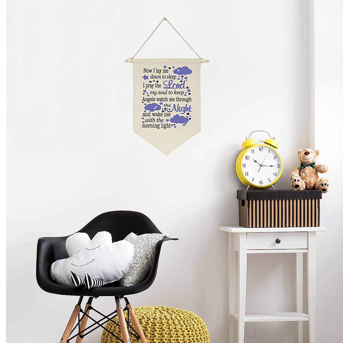 Now I Lay Me Down to Sleep,I Pray The Lord My Soul to Keep - Canvas Hanging Flag Banner Wall Sign Decor Gift for Boys Kids Nursery Teen Room Front Door