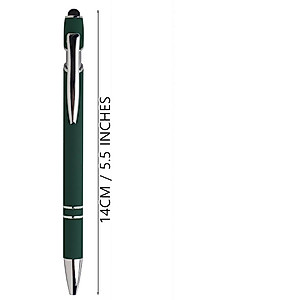 Idcrea Retractable Ball Point Pens with Stylus Tip Medium Point Soft Touch Metal Matt Assorted Color Barrel Black Ink 10 Count