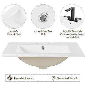 Yaheetech 24" Bathroom Vanity with Sink, Wall Mounted Bathroom Sink Cabinet with 1 Drawer and Open Shelf, Modern Clearance Bathroom Vanities with Sink Combo Set