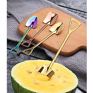 6PCS/set Stainless Steel Iron Shovel Spoon, Coffee Ice Cream Spoon Engineering Shovel,Retro Cute Square Head Spoon Kitchen Gadget