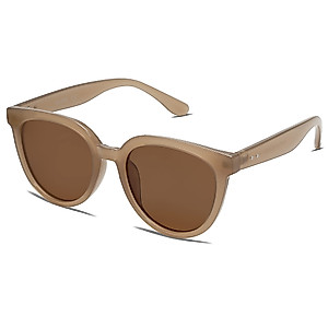 SOJOS Round Polarized Sunglasses for Women Fashion Trendy Style UV Protection Lens Sunnies Sunglasses SJ2175 with Brown Frame/Brown Lens