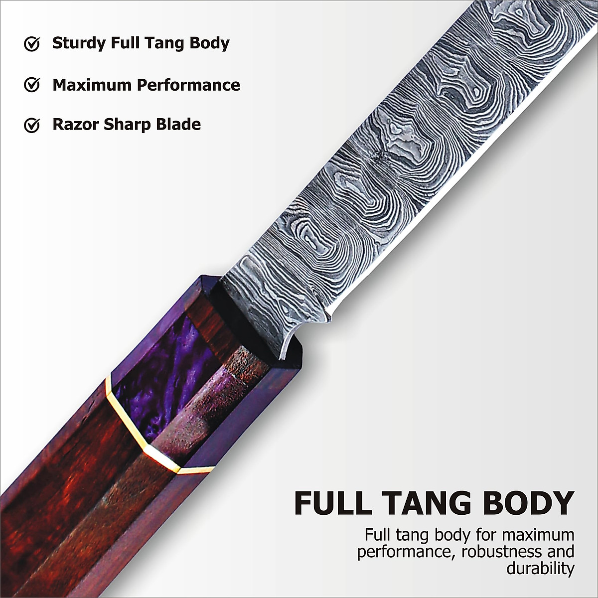 Wootzex 14” Damascus Chef Knife For Men & Women, Handmade Full Tang Brisket Knife With Wooden Handle, Razor Sharp Carving Knife For Meat Cutting, Professional Kitchen Knife For BBQ Veggies & Fruits