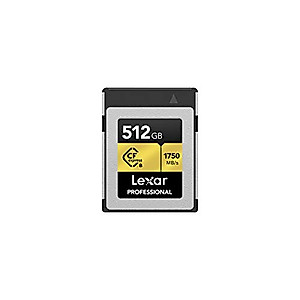 Lexar Professional 512GB CFexpress Type B Memory Card, Up To 1750MB/s Read, Raw 4K Video Recording, Supports PCIe 3.0 and NVMe (LCFX10-512CRBNA)
