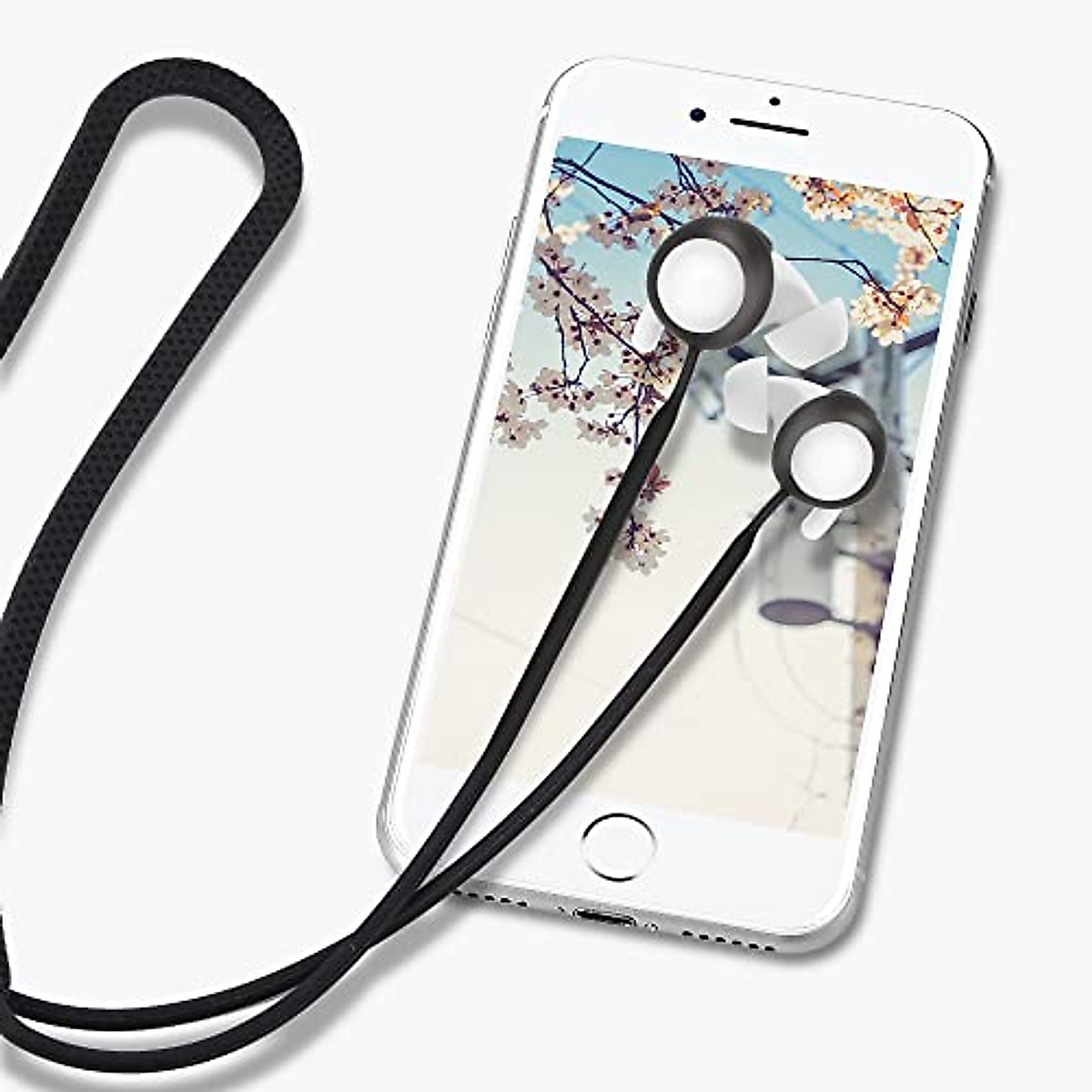 kwmobile Strap Compatible with Google Pixel Buds A Series - Silicone Cord Holder for Wireless Earphones - Black