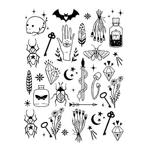 SanerLian Black Love Heart Temporary Tattoo Sticker Geometry Waterproof Women Girls Neck Chest Hand 15X11cm Set of 4