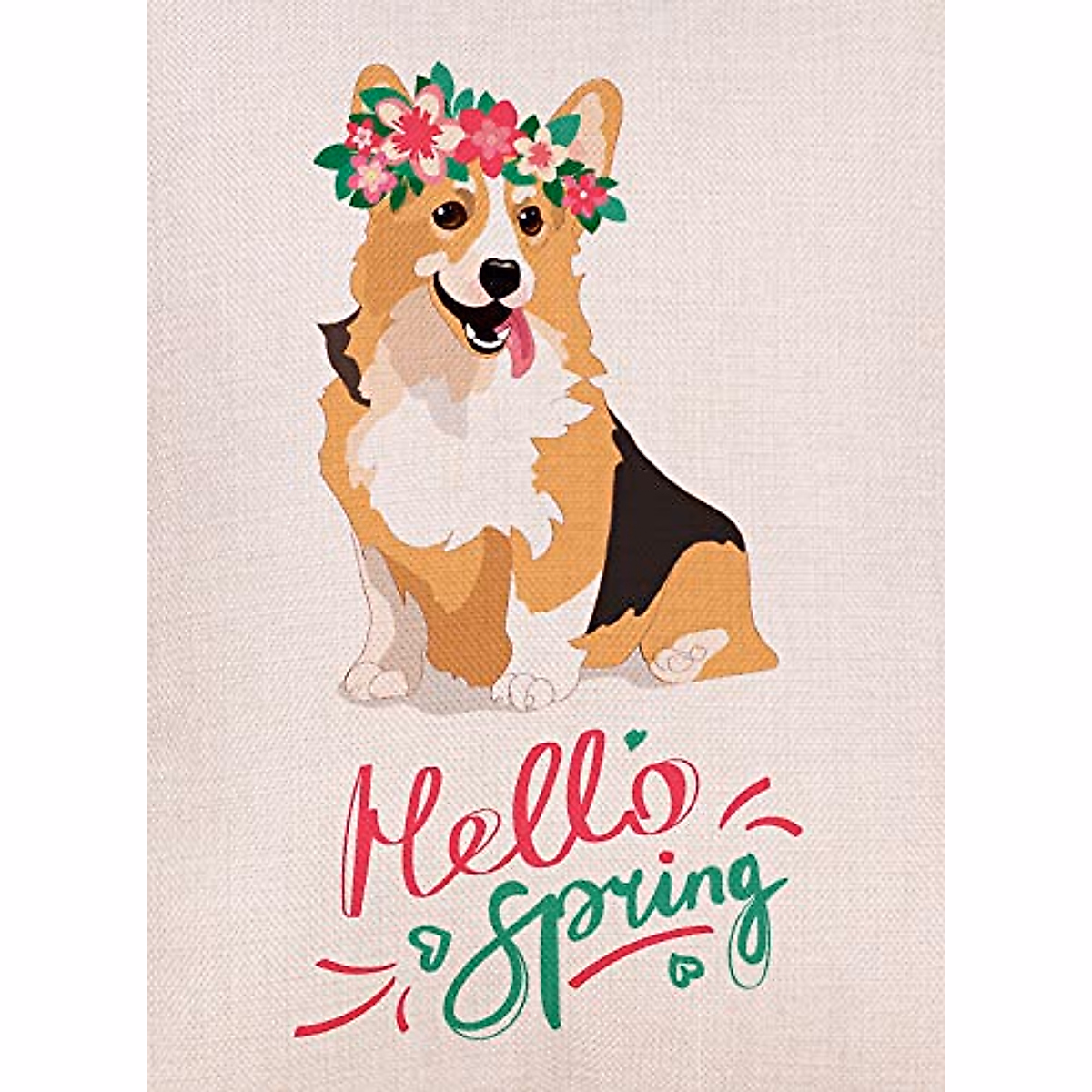 Spring Corgi with Flower Garden Flag Vertical Double Sided 12.5x18 Inch Burlap Rustic Farmhouse Yard Outdoor Flag Décor