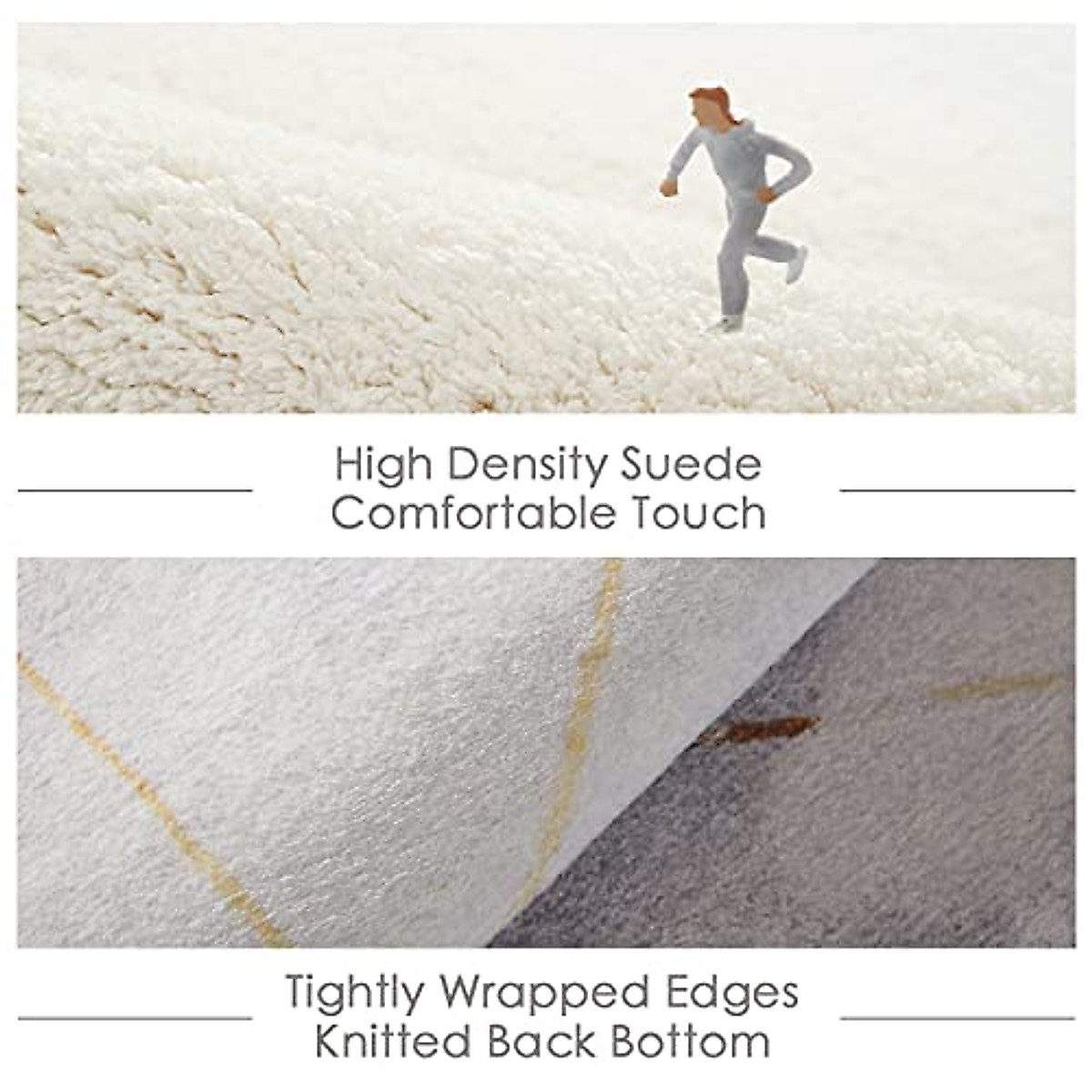 FINOREN Abstract Gold Line Area Rugs for Living Room,Bedroom,Hallway,Dining Room,Non-Shedding,Non Slip Backing,Floor Decoration Carpets,Gray-White,5'x7'