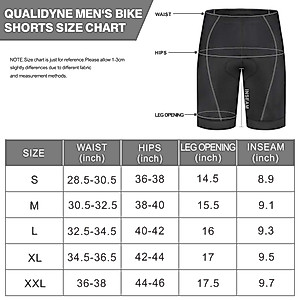 qualidyne Men's Cycling Bike Shorts 3D Padded Bicycle Riding Bike Biking Pants Cycle Shorts