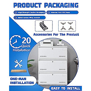 BUTISOW Lateral File Cabinets with Lock,1 Drawer Steel Wide Filing Organization Storage Cabinets,Home Office Furniture for Hanging Files Letter/Legal/F4/A4 Size (Mechanical-White)