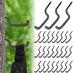 Amylove 40 Pcs Bow Hangers for Tree Stand Archery Bow Hunting Accessories Bow Hook Tree Stand Accessories Bow Gear Holder Screw in Accessory Hook Outdoor Hunting, 4.5 x 1.5 Inch (Gray)