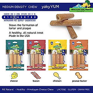 Himalayan Dog Chew Yak Cheese Dog Chews, 100% Natural, Long Lasting, Gluten Free, Healthy & Safe Dog Treats, Lactose & Grain Free, Protein Rich, For All Breeds, Medium, Bacon Flavor, 4.5 oz