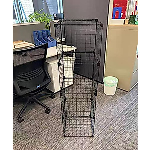 FlidRunest 4 Tier Wire Cube Storage Shelf, Simply 4-Shelf Bookcase, Cube Storage Organizer, Bookshelve Bookcase Floor Standing, Storage Wire Stackable Cube Set, Book Shelf for Bedroom/Office