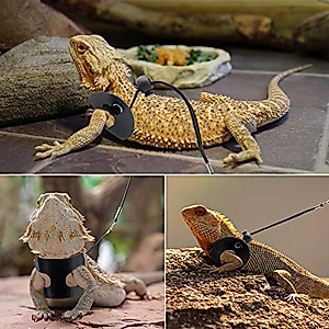 BWOGUE Bearded Dragon Harness and Leash Adjustable Leather Lizard Reptiles Harness Leash for Amphibians and Other Small Pet Animals (S,M,L,3 Pack)