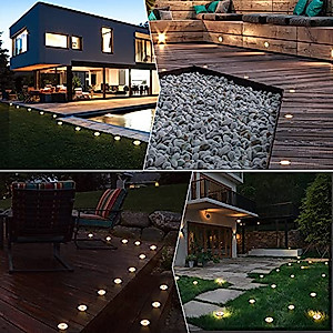 pozzolanas Solar Ground Lights 16 Packs - 8 LED Solar Garden Lights Outdoor Waterproof in-Ground Lights, Solar Disk Lights Outdoor Landscape Lights for Lawn Pathway Yard Driveway (Warm White)