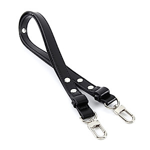 Xiazw Adjustable PU Leather Purse Handle Shoulder Crossbody Strap for Handbag Bucket Bag (Black - Silver)