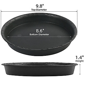 LotFancy Plant Saucer, 9 Inch of 3 Pack, Black Plastic Plant Trays, Durable Pot Saucer Drip Tray for Indoor Outdoor, Flower Drainage Pot Base