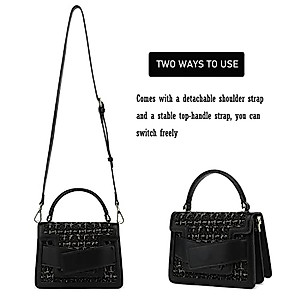 LL LOPPOP Top Handle Crossbody Bags for Women, Small Trendy Purses Shoulder Handbags, Clutch Purses for Women with Detachable Straps 204001(Black)