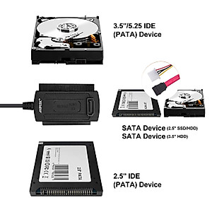 SANOXY A12940 SATA/PATA/IDE Drive to USB 2.0 Adapter Converter Cable Set