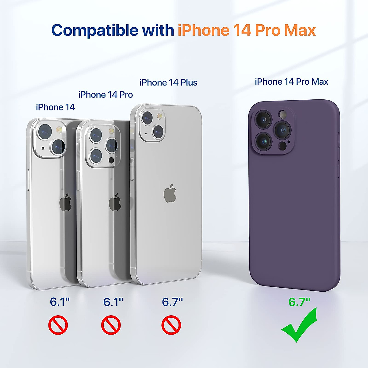 Miracase Designed for iPhone 14 Pro Max Phone Case with Screen Protector,[Upgraded Enhanced Camera Protection],Shockproof Liquid Silicone Case with Microfiber Lining,6.7 inch(Dark Purple)